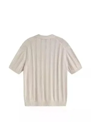 LES HÉRITIERS Ribbed Knit V-neck T-shirt