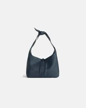 TWP Small Leather Fisherman Bag With Tie Detail - Midnight