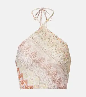 Missoni Zigzag Halterneck Lame Crop Top