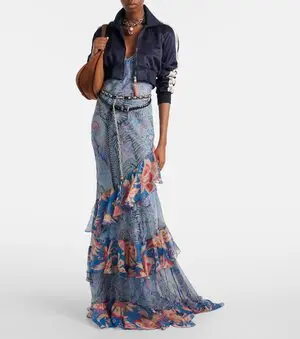 Etro Paisley Floral Tiered Silk Chiffon Maxi Dress