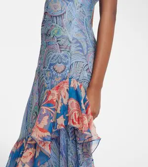 Etro Paisley Floral Tiered Silk Chiffon Maxi Dress