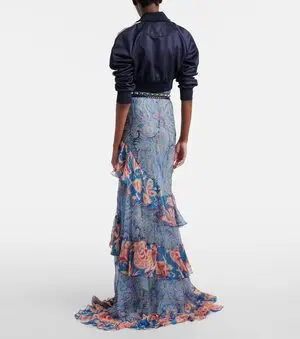 Etro Paisley Floral Tiered Silk Chiffon Maxi Dress