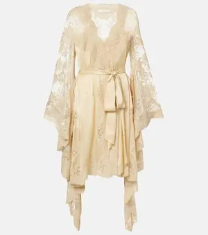 Zimmermann Como Lace-trimmed Draped Silk Midi Dress