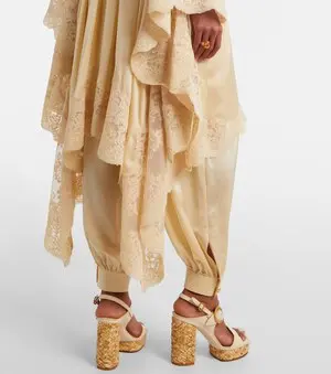 Zimmermann Como Lace-trimmed Draped Silk Midi Dress