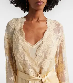 Zimmermann Como Lace-trimmed Draped Silk Midi Dress