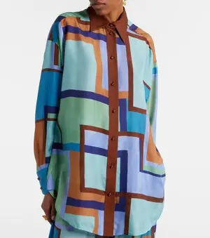 Zimmermann Como Printed Silk Satin Shirt