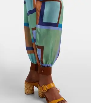 Zimmermann Como Printed Silk Satin Tapered Pants