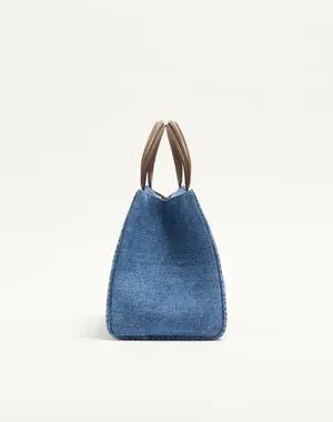 Valentino Garavani Alltime Medium Handbag With Embroidered Strap - Denim