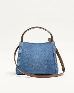 Valentino Garavani Alltime Medium Handbag With Embroidered Strap - Denim