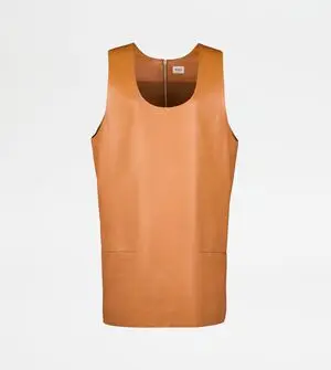 TOD'S Leather Mini Dress - Orange