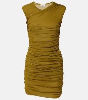 Saint Laurent Ruched Tulle Jersey Minidress