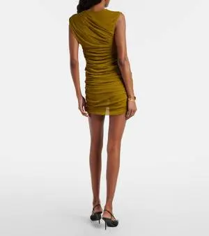 Saint Laurent Ruched Tulle Jersey Minidress