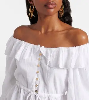 Melissa Odabash Corrine Off-shoulder Cotton Poplin Blouse