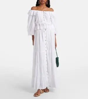 Melissa Odabash Corrine Off-shoulder Cotton Poplin Blouse