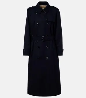 Burberry Cotton Gabardine Trench Coat - Blue