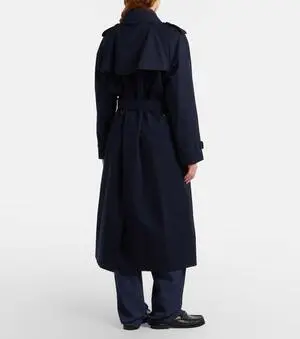 Burberry Cotton Gabardine Trench Coat - Blue
