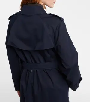 Burberry Cotton Gabardine Trench Coat - Blue