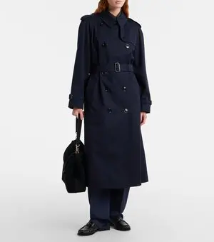 Burberry Cotton Gabardine Trench Coat - Blue