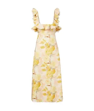 Zimmermann Como Floral Ruffled Midi Dress - Yellow