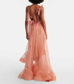 Zimmermann Como Floral-appliqué Silk Maxi Dress - Pink