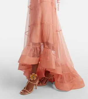 Zimmermann Como Floral-appliqué Silk Maxi Dress - Pink