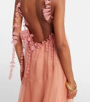 Zimmermann Como Floral-appliqué Silk Maxi Dress - Pink