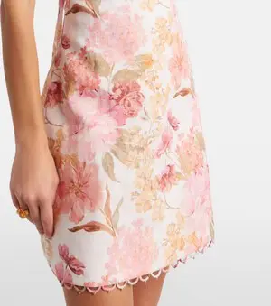 Zimmermann Como Floral Ruffled Linen Minidress