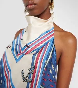 ALEMAIS Apollo Printed Silk Satin Top - Multicoloured