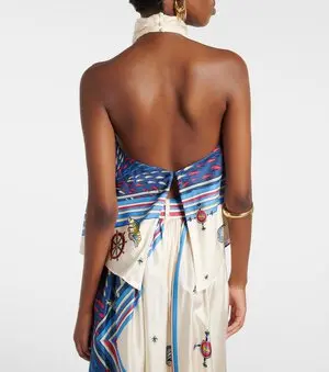 ALEMAIS Apollo Printed Silk Satin Top - Multicoloured