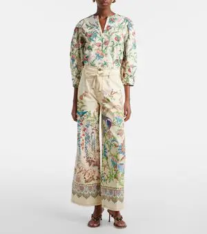 Etro Belted Printed Wide-leg Jeans