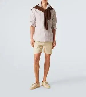 Ralph Lauren Purple Label Silk And Linen Pleated Shorts - Beige