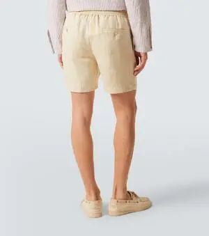 Ralph Lauren Purple Label Silk And Linen Pleated Shorts - Beige