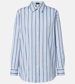 Etro Paisley Striped Cotton Shirt - Blue