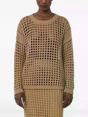 Max Mara Open Knit Long-sleeved Top - Neutrals