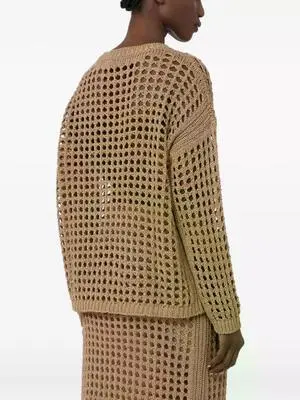 Max Mara Open Knit Long-sleeved Top - Neutrals