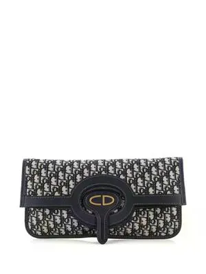 Dior Fold Over Oblique Canvas Clutch Bag - Blue