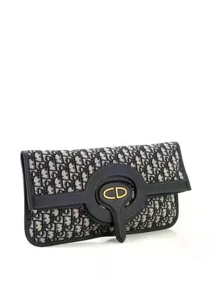 Dior Fold Over Oblique Canvas Clutch Bag - Blue