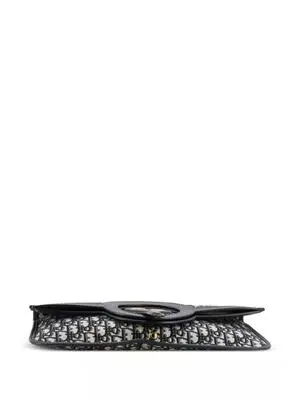 Dior Fold Over Oblique Canvas Clutch Bag - Blue