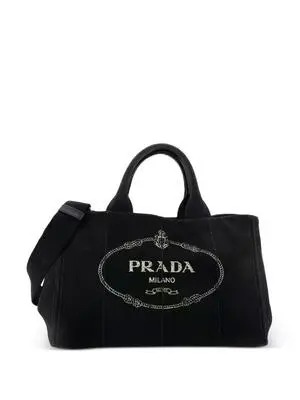 Prada Canapa Convertible Canvas Medium Tote Bag