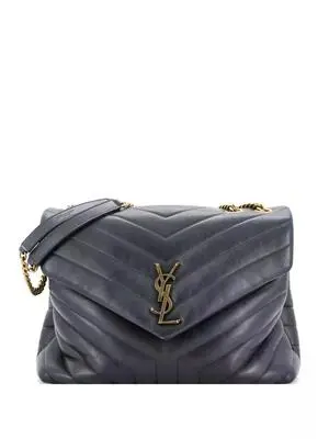 Saint Laurent Loulou Matelasse Chevron Leather Medium Shoulder Bag - Grey