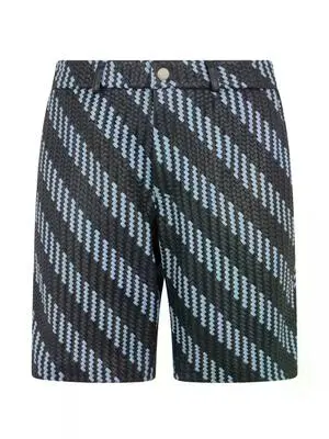 Philipp Plein Weaved Leather Shorts With Striped Design