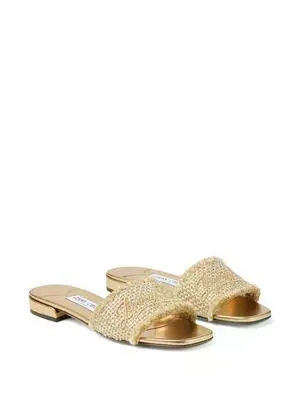 JIMMY CHOO Flat Logo Slide Sandals - Neutrals