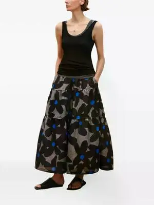 LESS Floral-print A-line Skirt