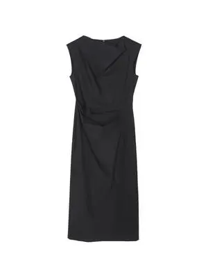 LESS Draped Waist Sleeve Dress - Black