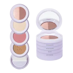 SUBTL. BEAUTY 4-in-1 Stack With Powder Foundation, Eyeshadow, Blush, And Highlighter - Medium 1n