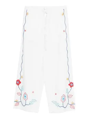 FORTE_FORTE Embroidered Cotton Trousers - White
