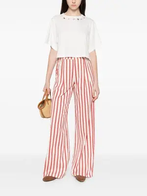 FORTE_FORTE Striped Wide Leg Trousers - Red