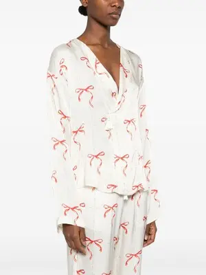 FORTE_FORTE Printed Crossed Shirt - Red