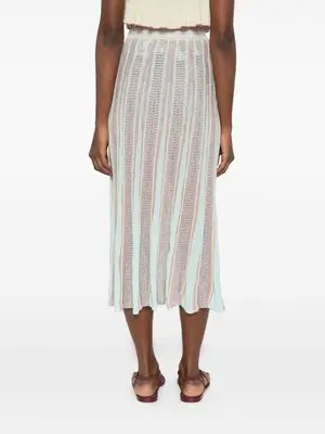FORTE_FORTE Striped Pleated Long Skirt