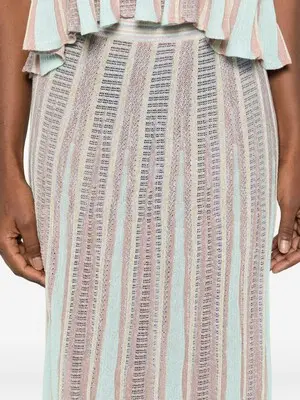 FORTE_FORTE Striped Pleated Long Skirt